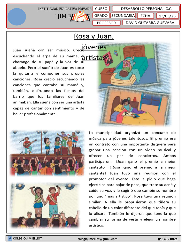 Lectura Rosa y Juan Jovenes Artistas | PDF