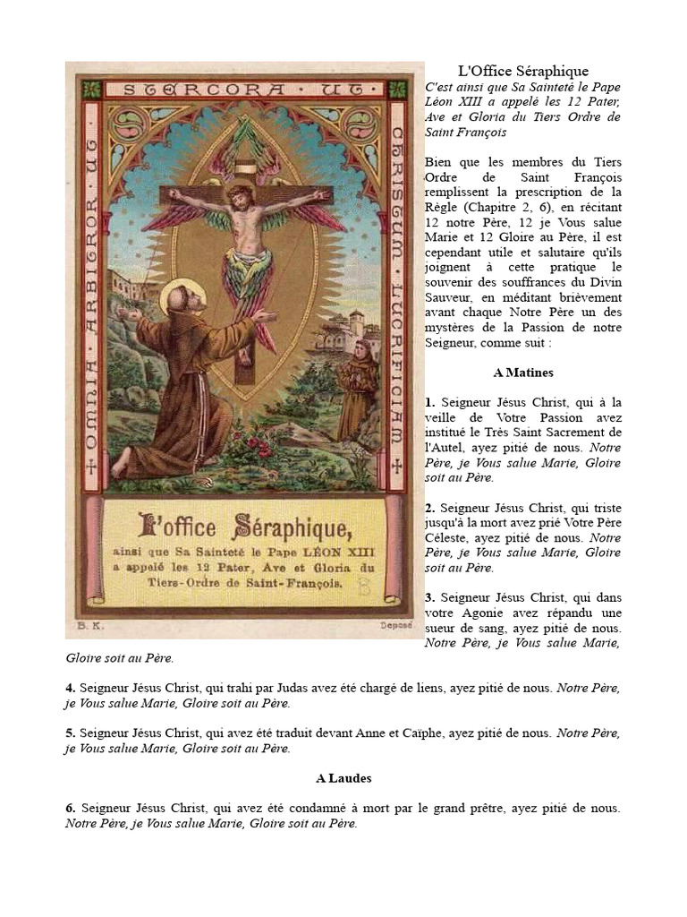 Office Séraphique | PDF | Notre Père | Église catholique
