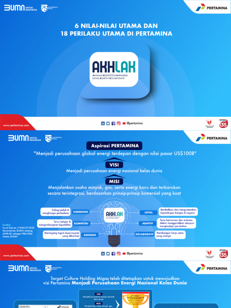 Materi Tata Nilai AKHLAK Pertamina | PDF