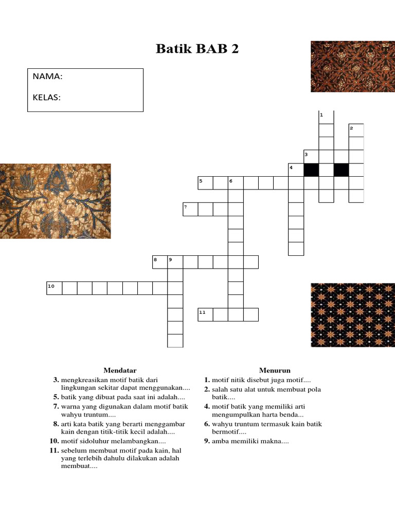 TTS Batik Kelas 10 dan Jawabannya | PDF