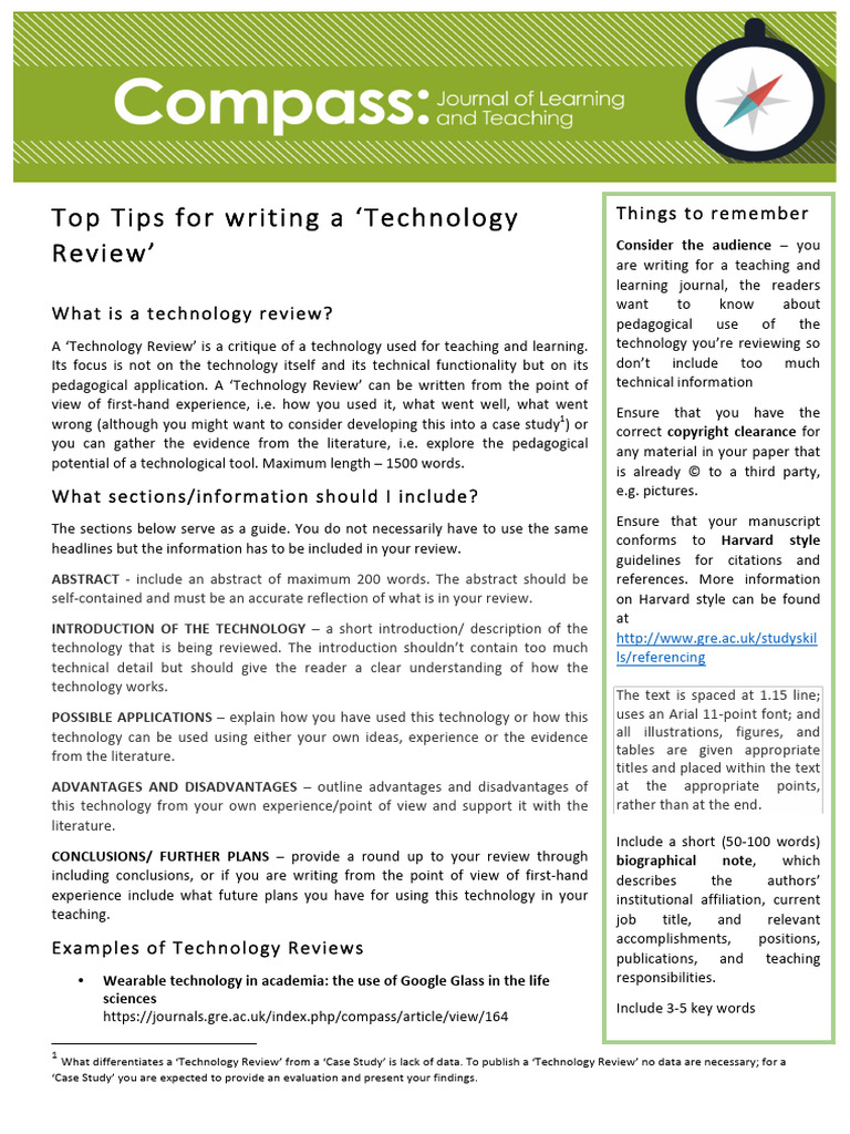 Technology Review Guidance | PDF | Pedagogy | Cognitive Science