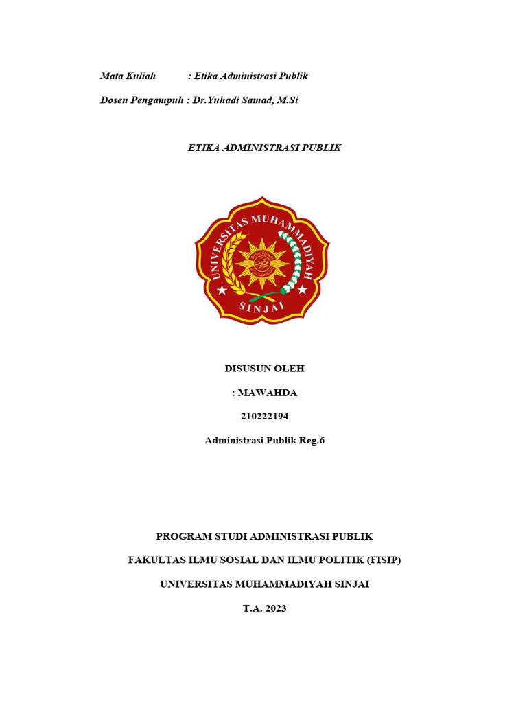 Etika Administrasi Publik | PDF