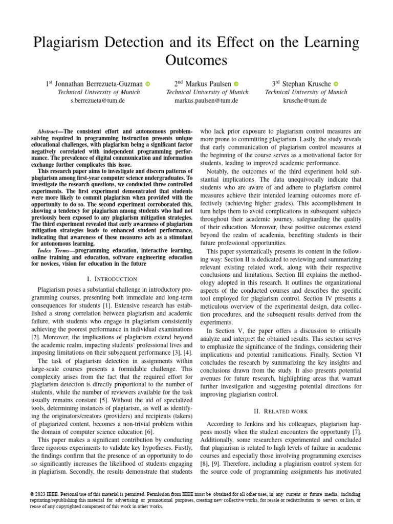 Berrezueta 2023 Cseet 2 | PDF | Plagiarism | Computer Programming