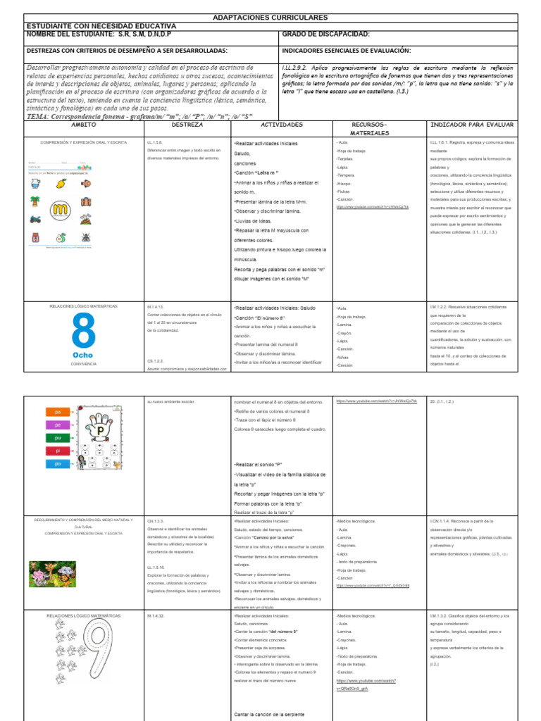 Adaptaciones Curriculares para Estudiantes con Necesidades Educativas ...