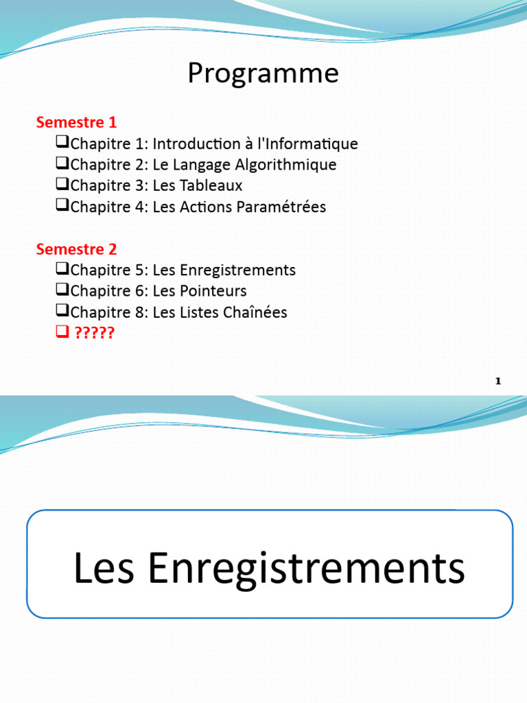 1 Enregistrements | PDF | Variable (informatique) | Langage de programmation