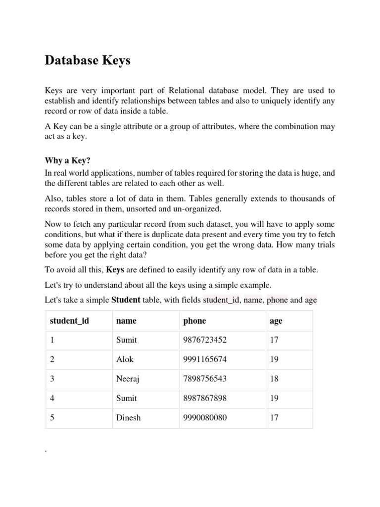 Database Keys Constraints | PDF | Relational Database | Table (Database)
