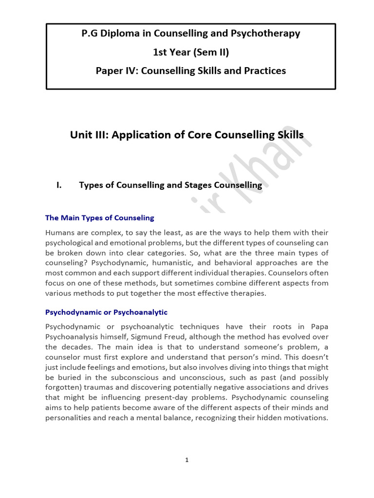 Core Counseling Skills Overview | PDF | Psychotherapy | Psychoanalysis