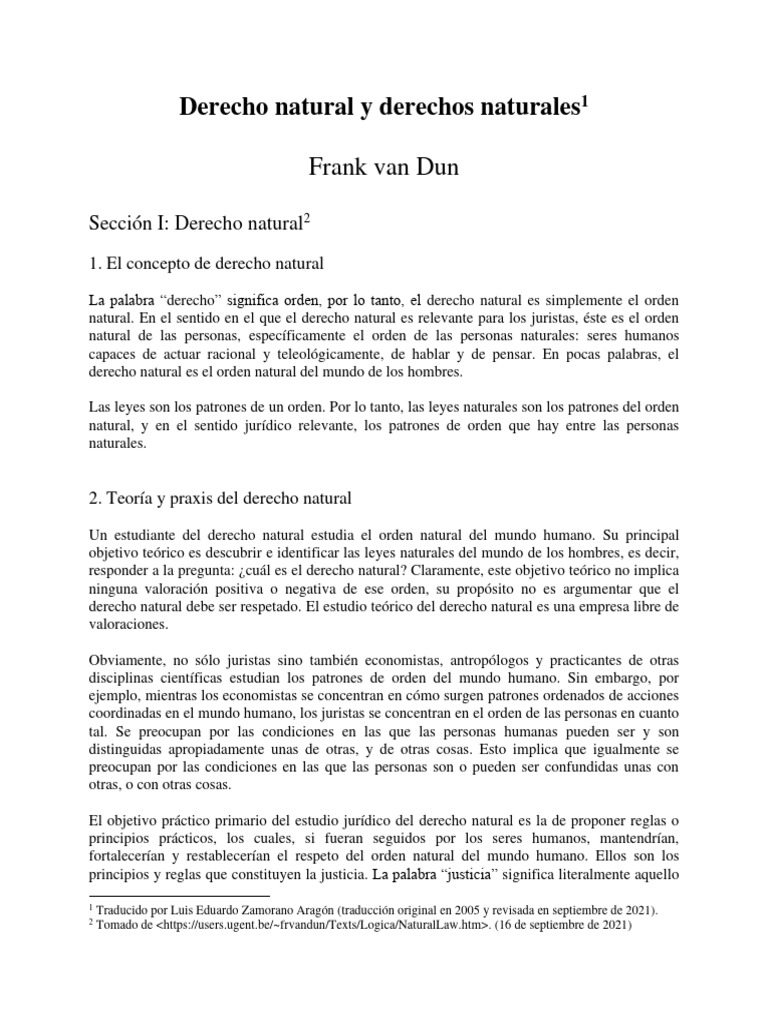 Van Dun Derecho Natural y Derechos Naturales Tr. Rev. 2021 | Descargar ...