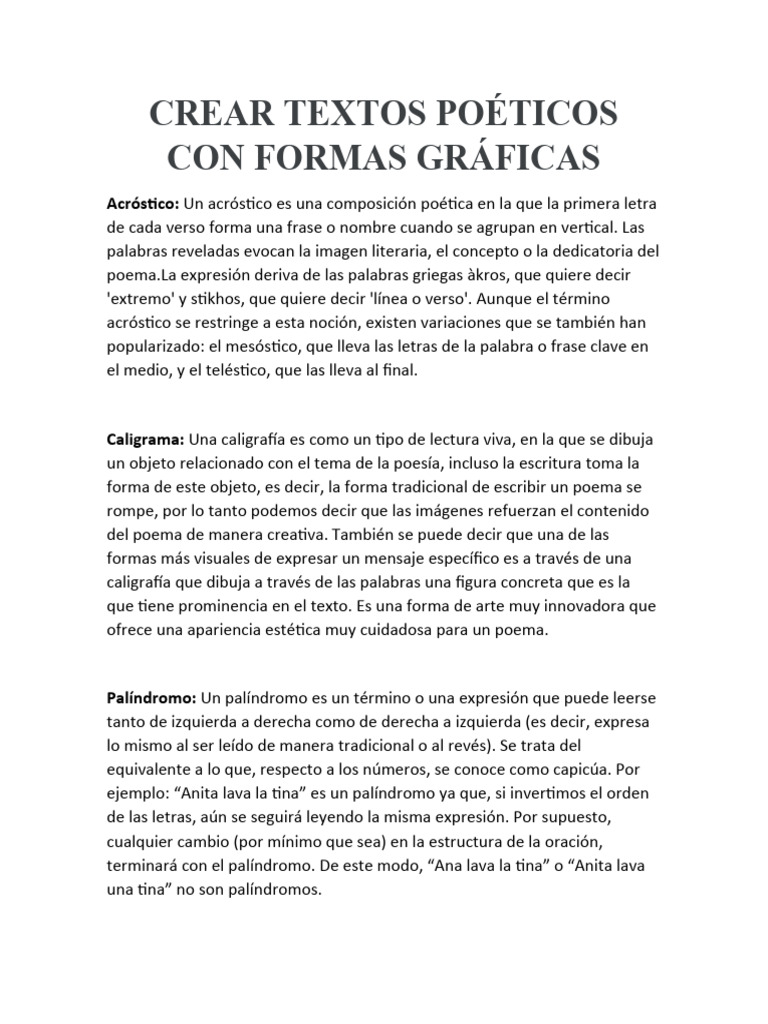 Textos Poéticos con Formas Gráficas | PDF