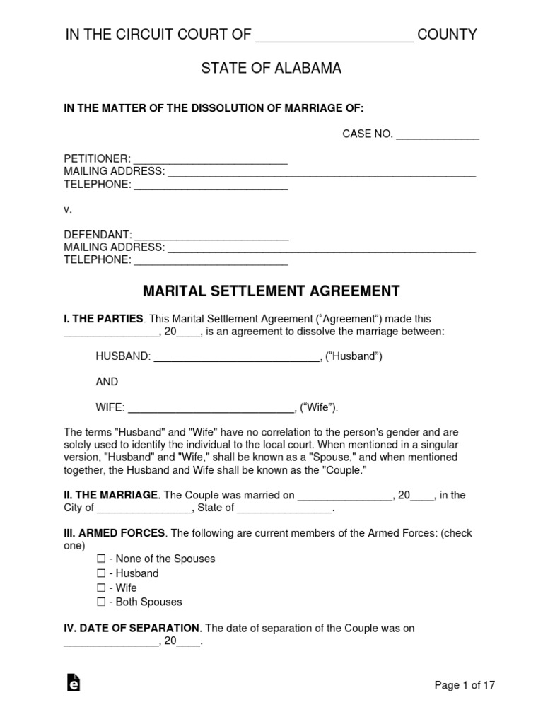 Alabama Marital Settlement Agreement | PDF | Alimony | Child Support
