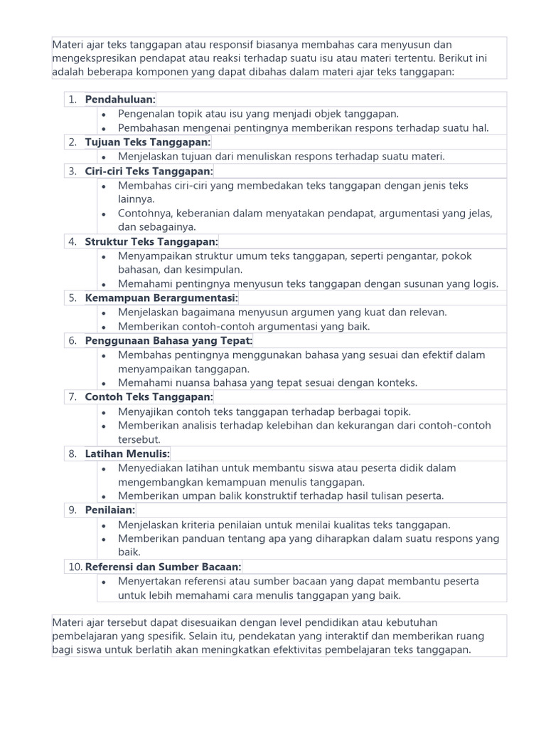 Materi Teks Tanggapan | PDF