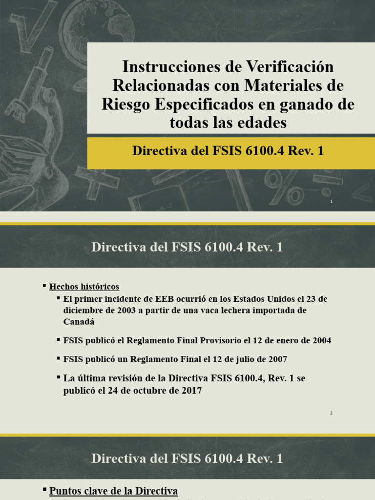 14 FSIS Directive 6100.4 - Verification Instructions Related To Specified Risk Materials in (Es ...