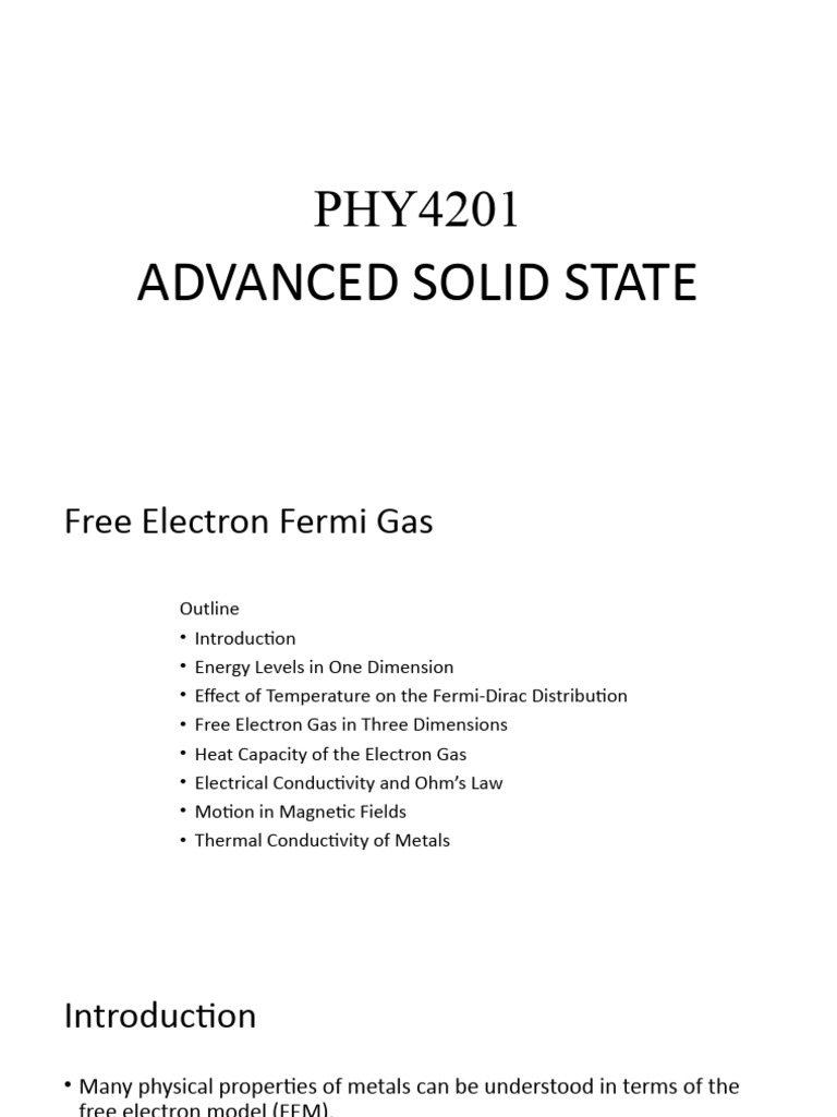 Free Electron Fermi Gas Overview | PDF | Electron | Electrical ...
