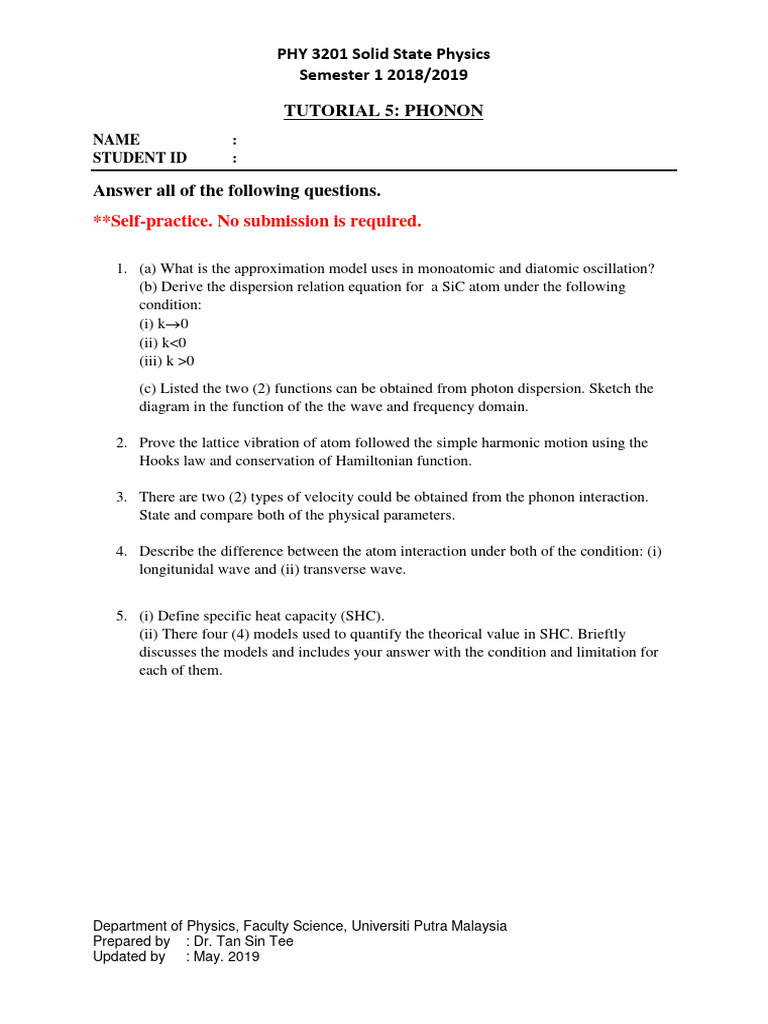 Phonon Tutorial: Solid State Physics | PDF