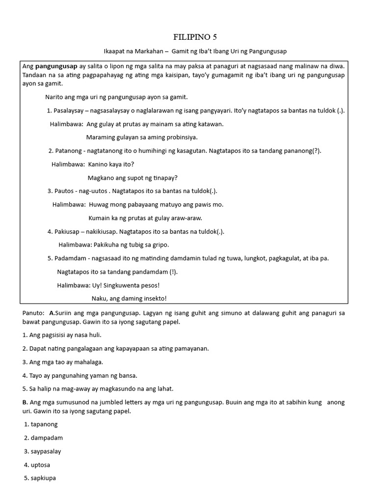 Filipino 5 Q4 | PDF