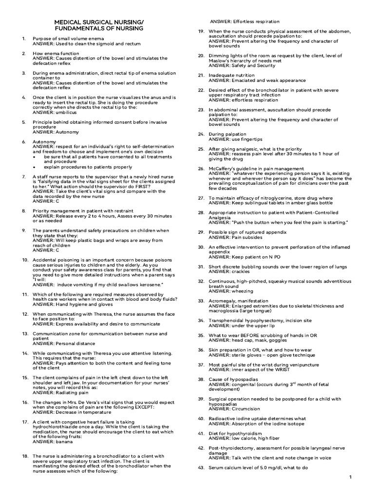 Medsurg Nursing Pdf Rectum Pituitary Gland