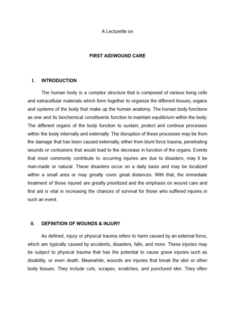 FIRST AID_WOUND CARE | PDF | Wound | Clinical Medicine