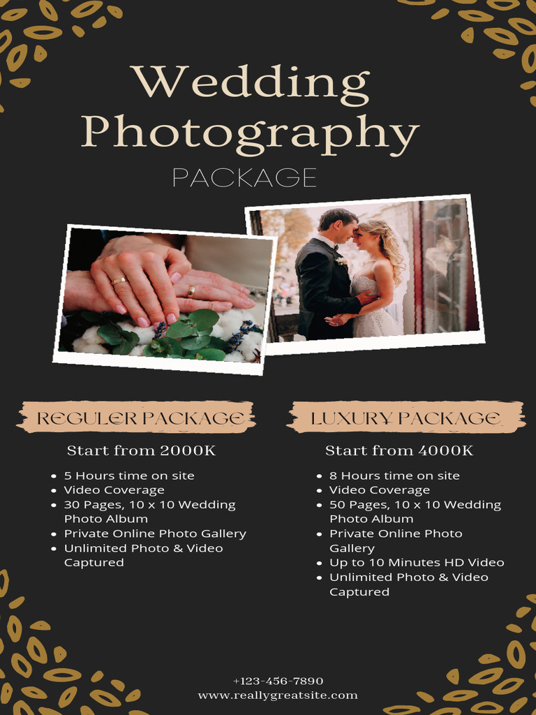 Black Gold Elegant Wedding Photography Package Pricelist Instagram ...