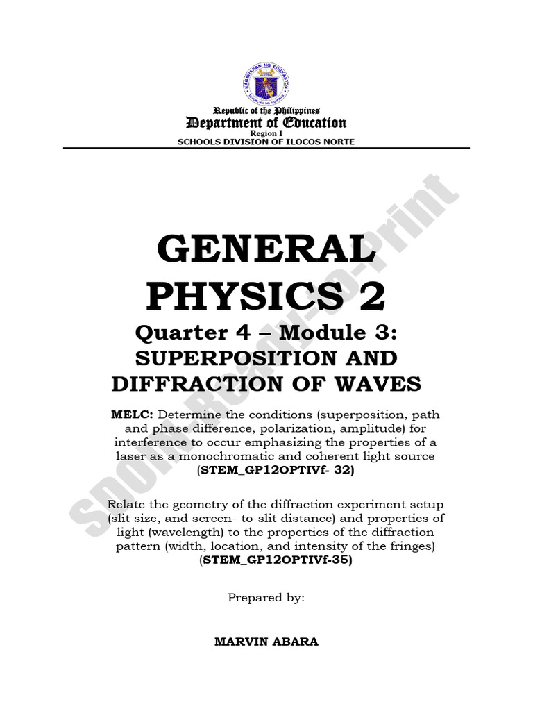 GenPhys2 12 Q4 Week3 Mod3 MELC 4 8 | PDF | Diffraction | Waves