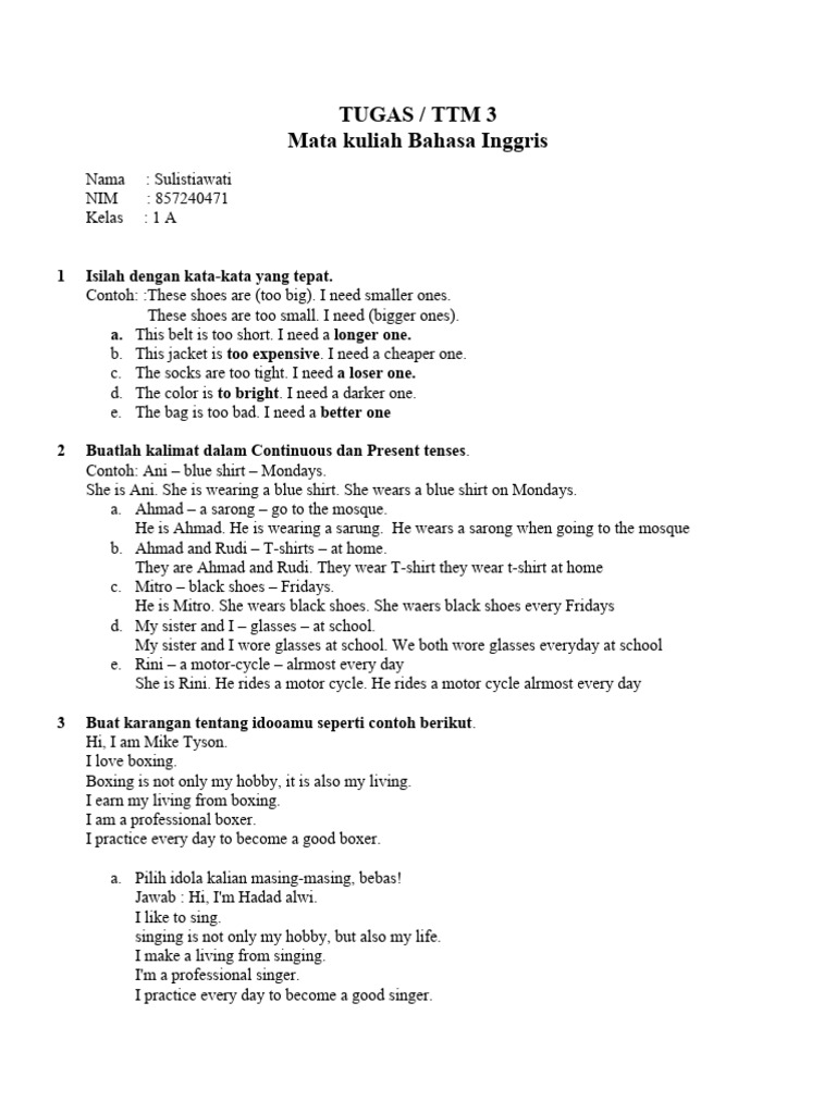 Tugas 3 English | Download Free PDF | Clothing