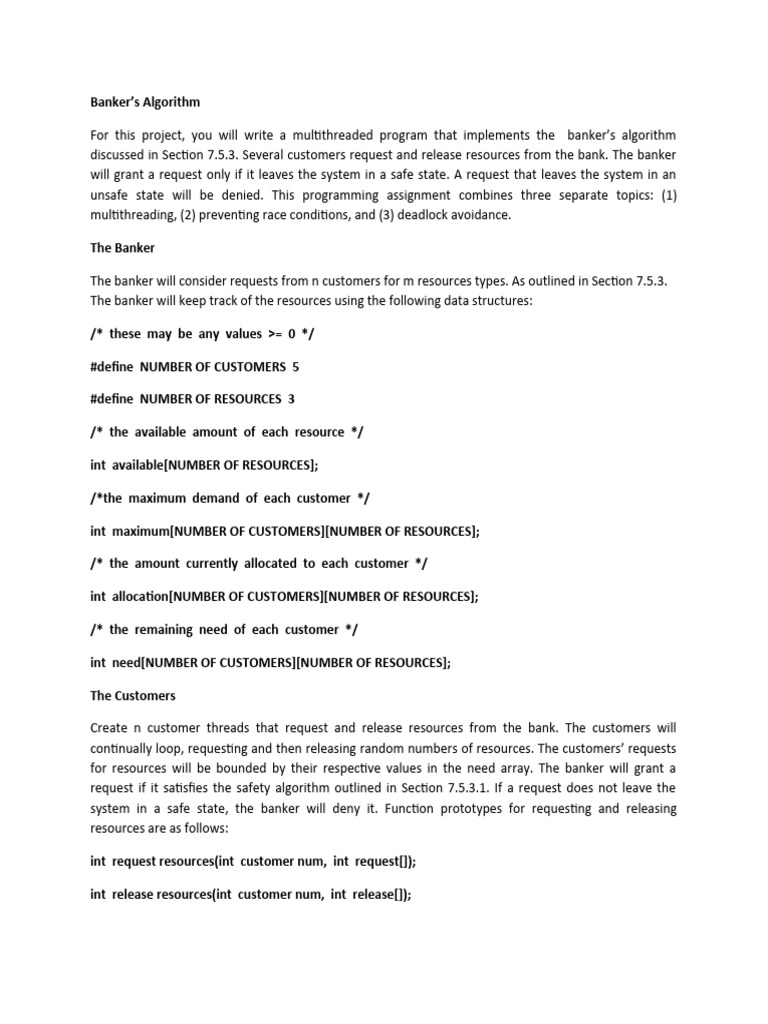 Banker's Algorithm Proect | Download Free PDF | Command Line Interface ...