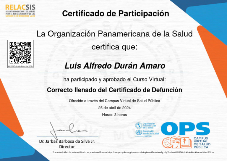 Curso Virtual Sobre El Correcto Llenado Del Certificado de Defunción ...