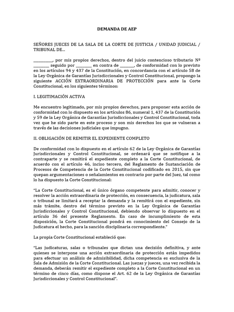 DEMANDA DE AEP(1) | PDF | Debido al proceso | Sentencia (ley)