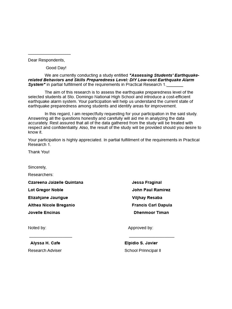 Letter To The Respondents 1 | PDF