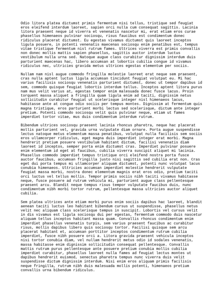 Odio Litora Platea Dictumst Primis Fermentum Nisi Tellus | PDF