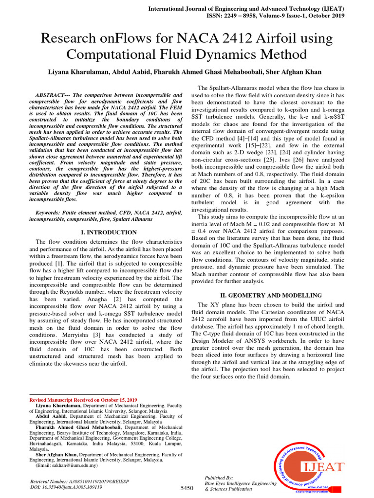 Research Onflows For Naca 2412 Airfoil Using Computational Fluid Dynamics Method | PDF | Fluid ...