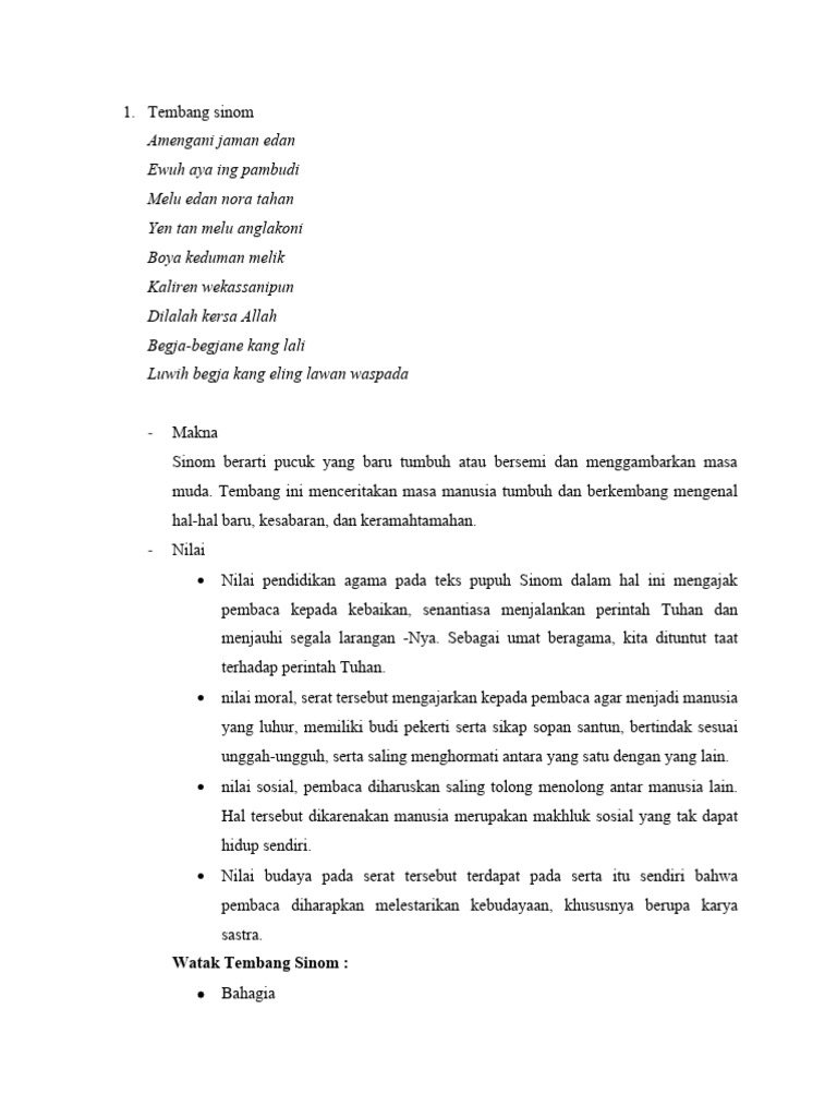 Tembang Sinom | PDF