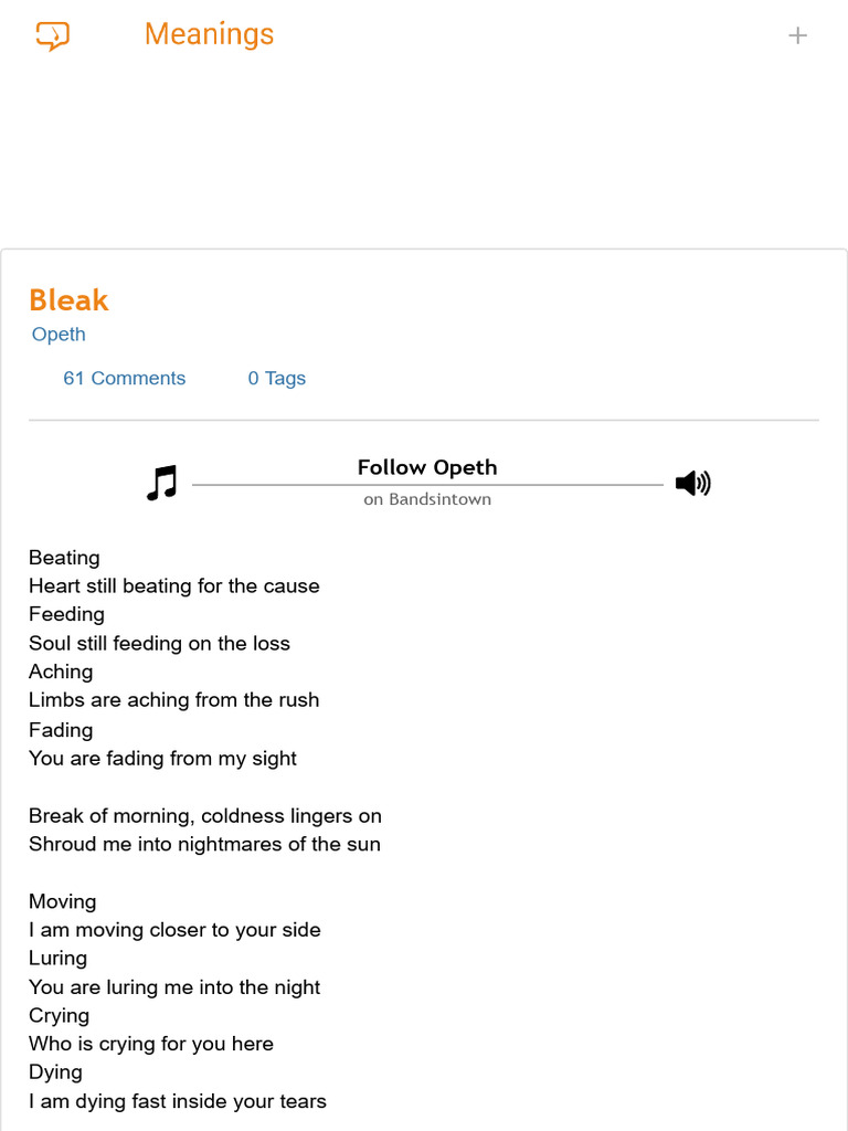 Opeth - Bleak Lyrics | PDF