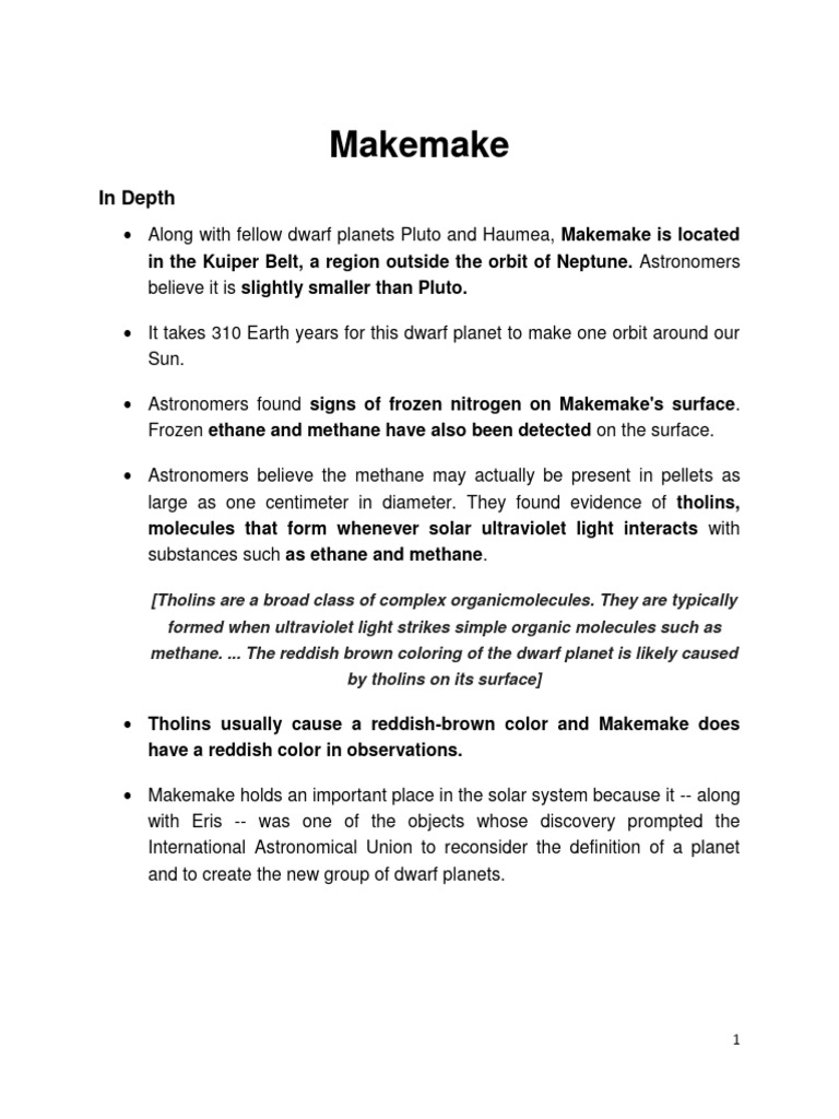 Makemake | PDF | Planets | Planets Of The Solar System