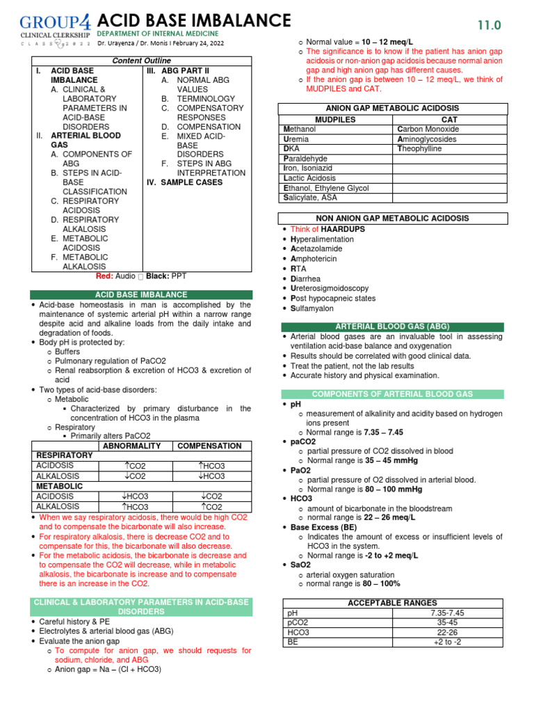 IM Lecture Acid Base Imbalance | Download Free PDF | Clinical Medicine ...