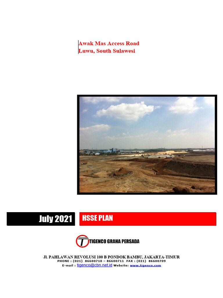 HSE PLAN Access Road PTP - Jto.rev00 | PDF | Occupational Safety And ...
