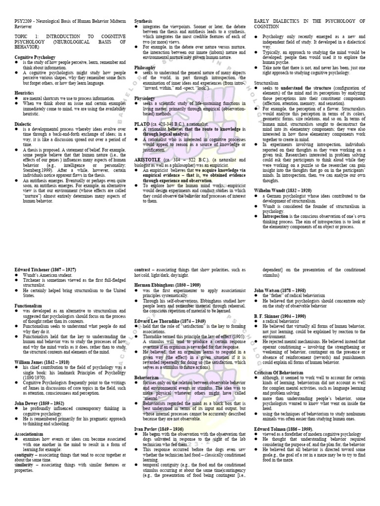 Neurological Basis of Behavior Midterm | PDF | Behaviorism | Brain