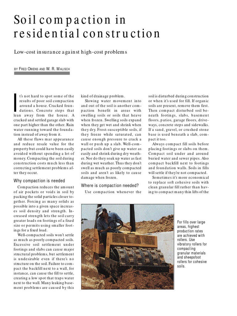 Soil Compaction in Home Construction | PDF | Soil | Soil Science
