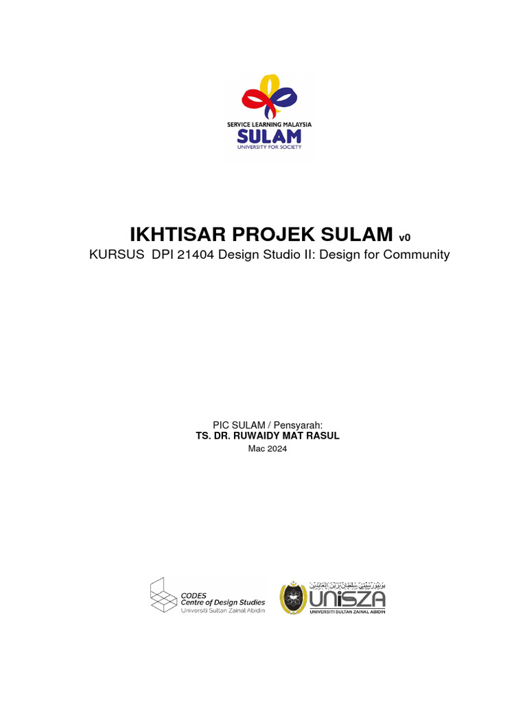 Brief Projek SULAM Kursus DPI 21404 Design Studio II Design For ...