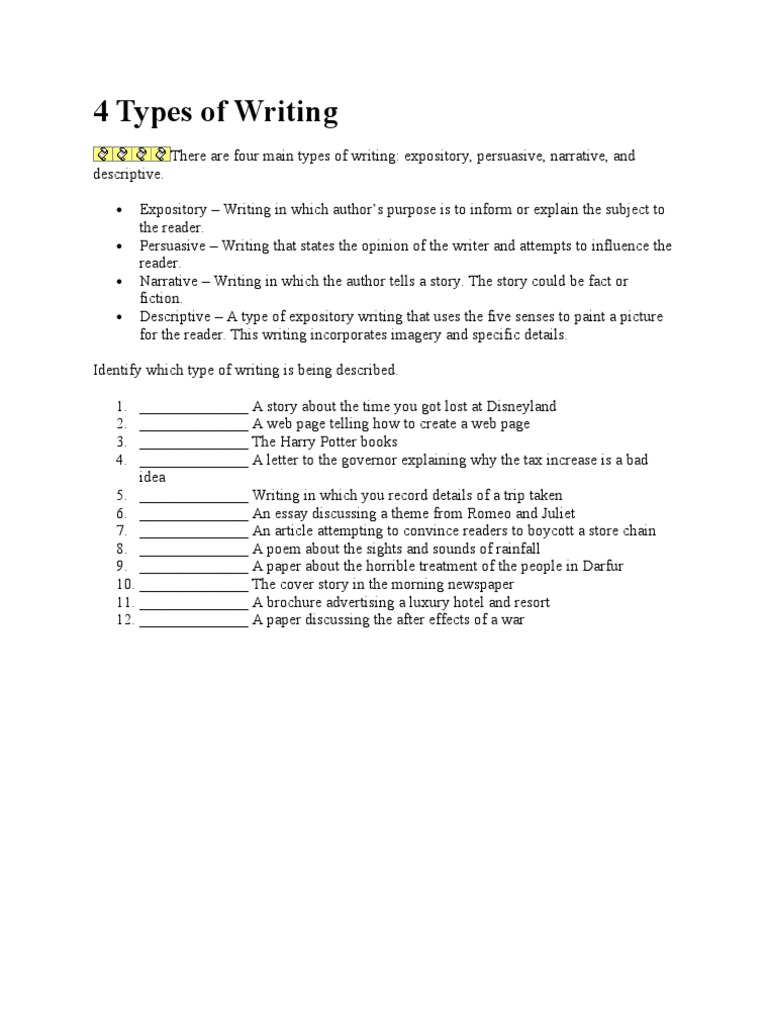 4 Types of Writing | PDF