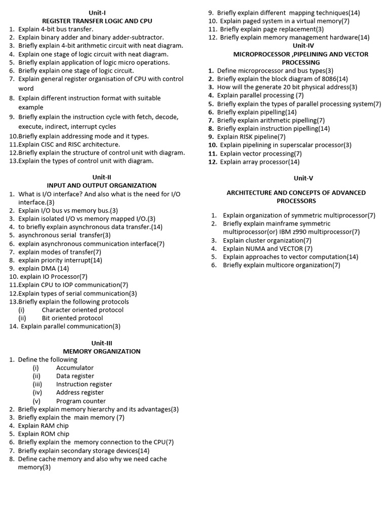 Computer Architecture Exam Questions | PDF | Central Processing Unit | Computer Data Storage