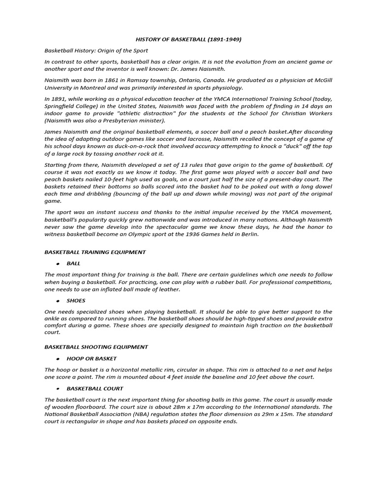 History of Basketball | Download Free PDF | Basketball Positions ...