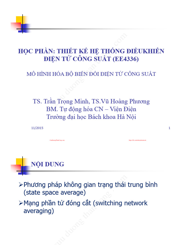 Thiet Ke He Thong Dieu Khien Dien Tu Cong Suat Vu Trong Minh, Vu Hoang Phuong DC DC MHH ...