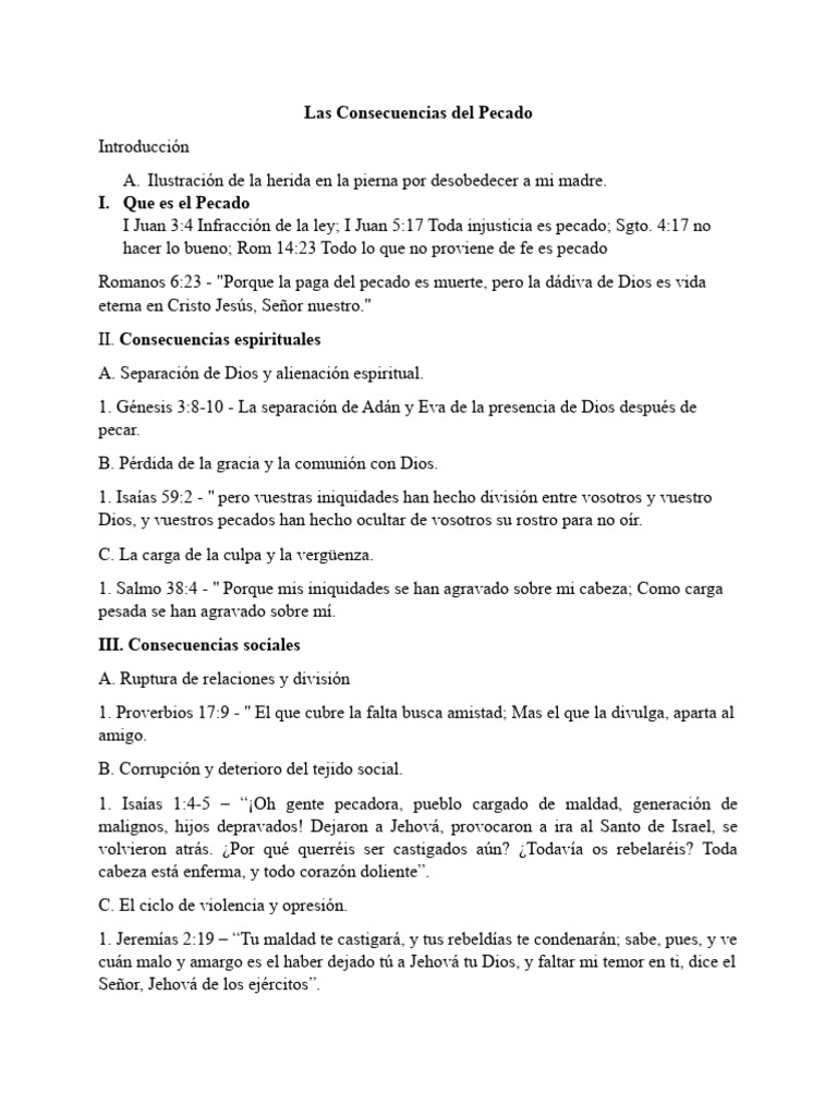 Consecuencias Pecado Pdf Pecado Cristo Título