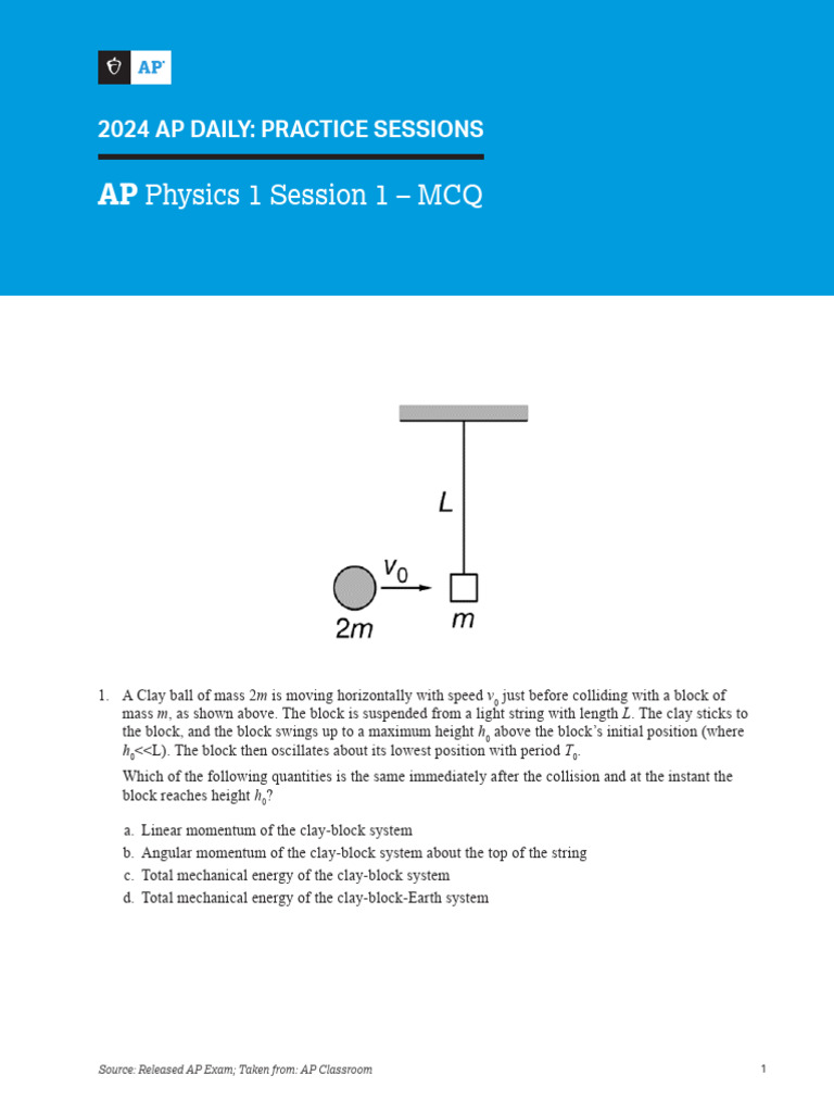 AP Physics 1 Session1 Worksheet | PDF | Ball Games