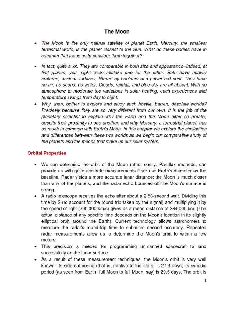 1 The Moon Notes | Download Free PDF | Moon | Planetary Core