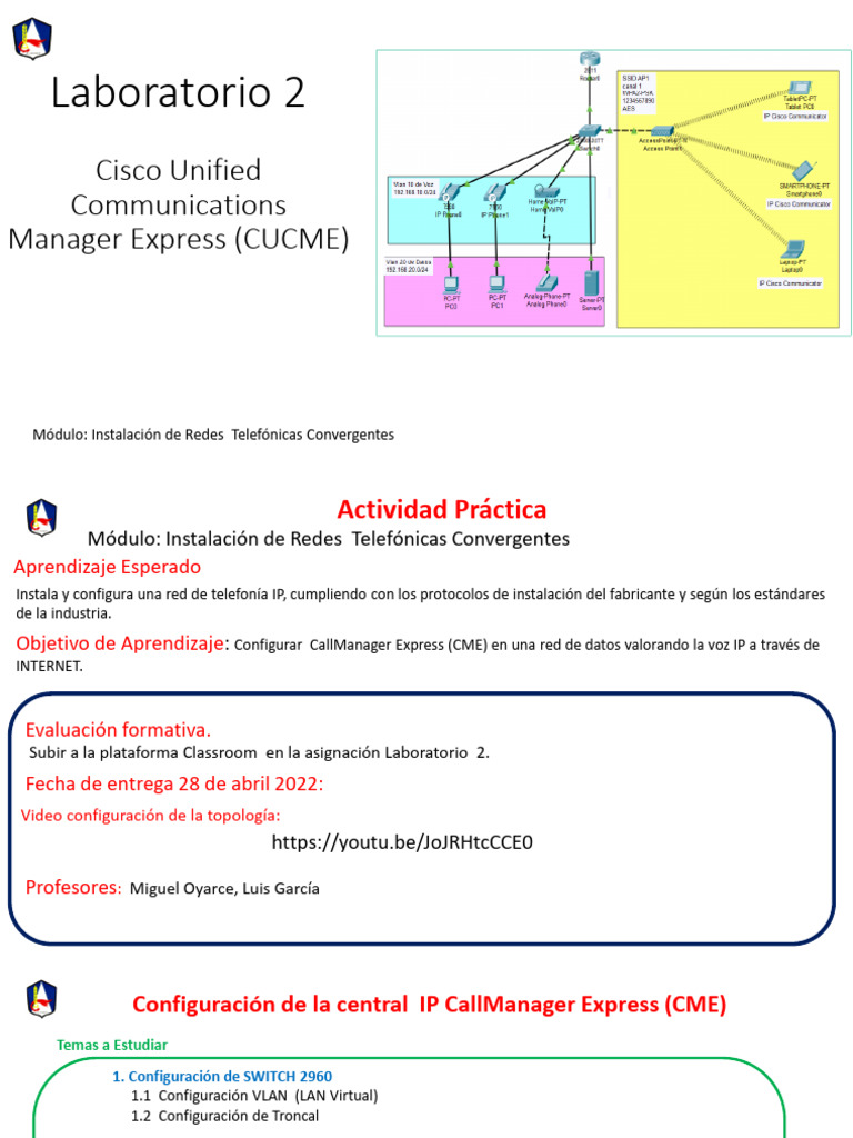 Lab2 Configuración CME 2024 | PDF | Punto de acceso inalámbrico | Dirección IP