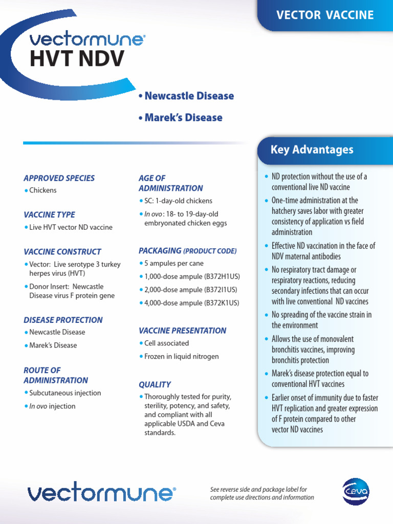 Vectormune HVT NDV | PDF | Vaccines | Viral Vector