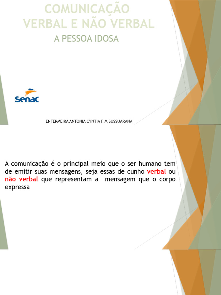 Comunicação Não Verbal com Idosos | PDF | Comunicação | Comunicação não ...