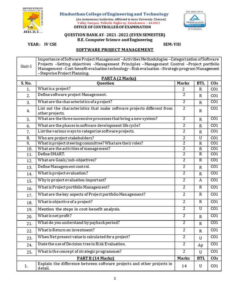 SPM - Question Bank | PDF | Software Development Process | Business