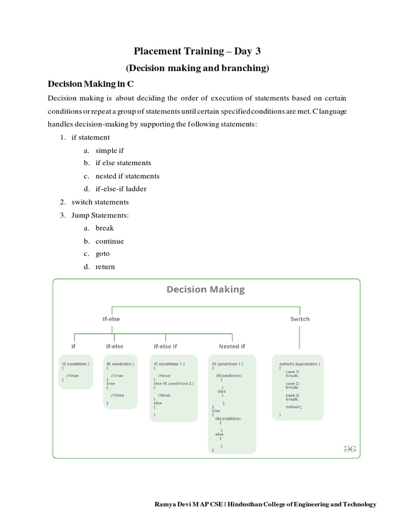 Decision Making in C Programming | PDF | Control Flow | Software ...